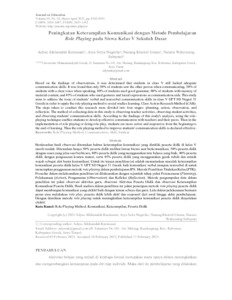 Peningkatan Keterampilan Komunikasi dengan Metode Pembelajaran Role Playing pada Siswa Kelas V ...